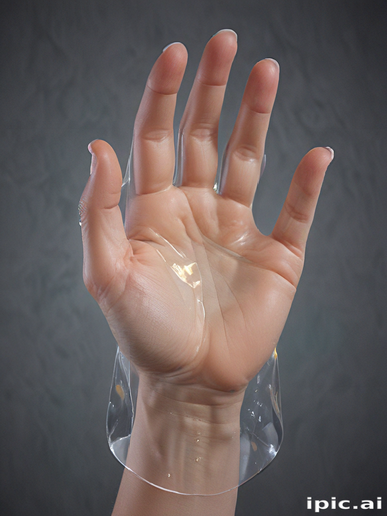 Transparent Glove Covering a Hand Highlighting the Concept of Protection