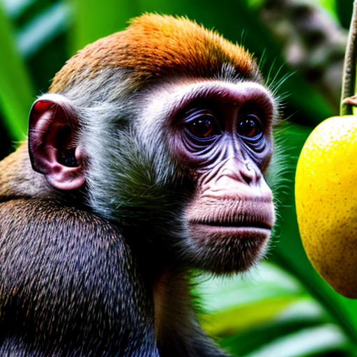 monkey sucking mango