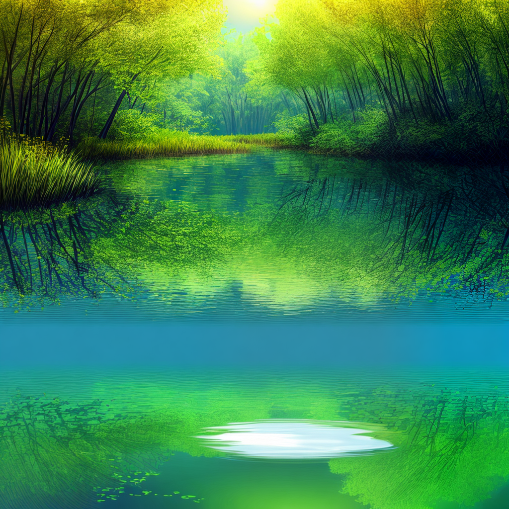 A Spring. The Water is clear. In the forest. Vector style
