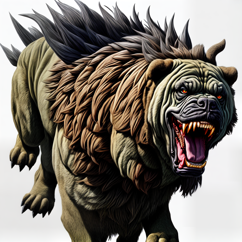 an angry king mythological animal of English mastiff , completely ...