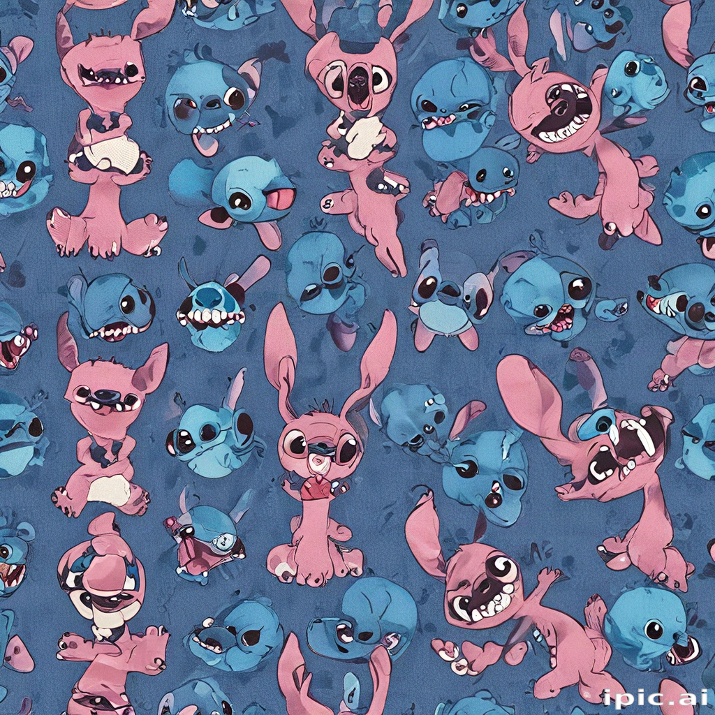 A Colorful Pattern Featuring Playful Cartoon Creatures in Various Poses.