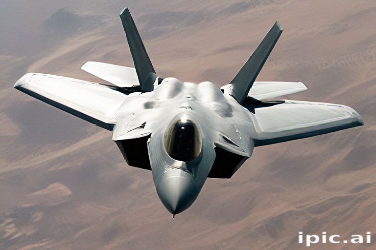 Advanced Fighter Jet Soaring High Above Rugged Mountainous Terrain in ...