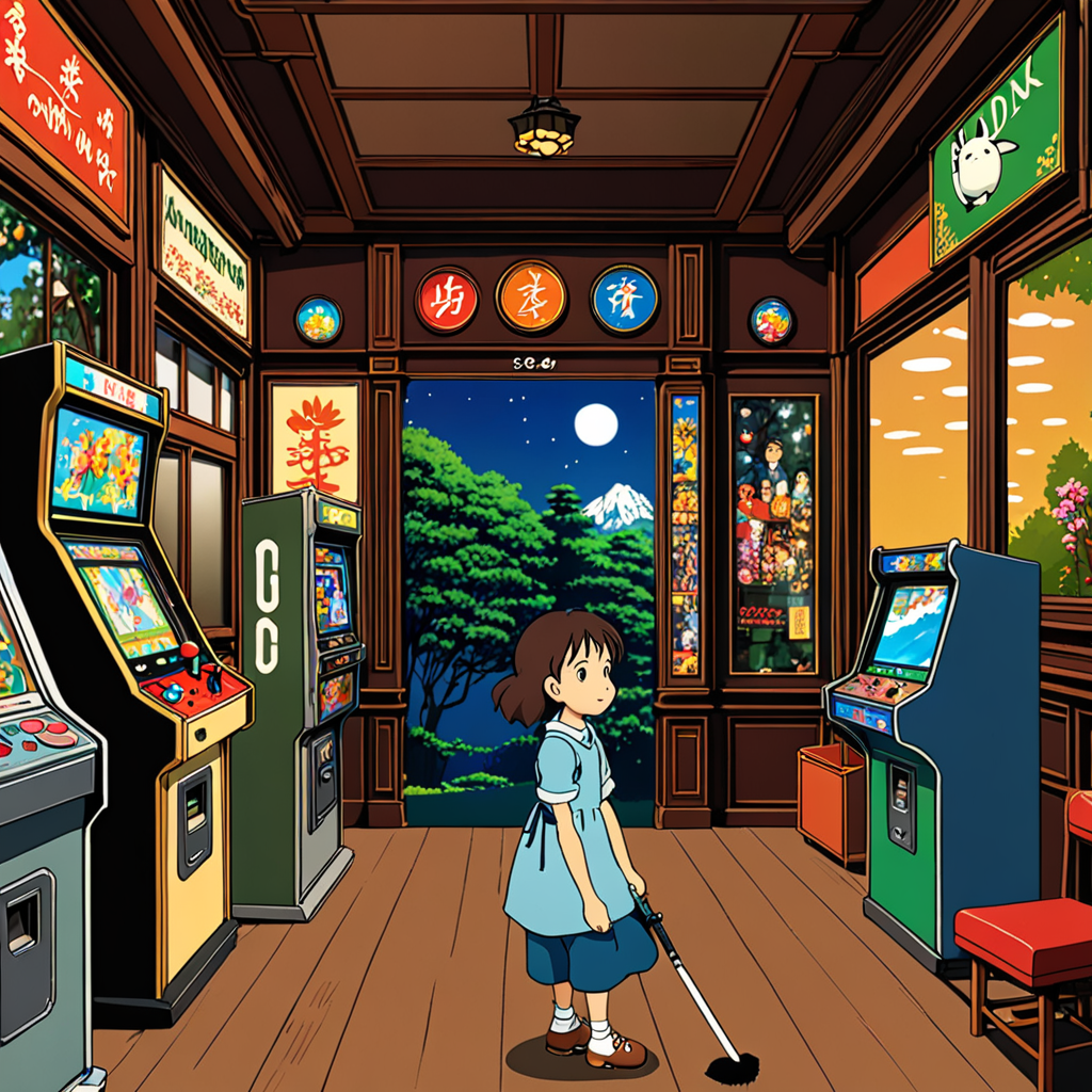 arcade studio ghibli style