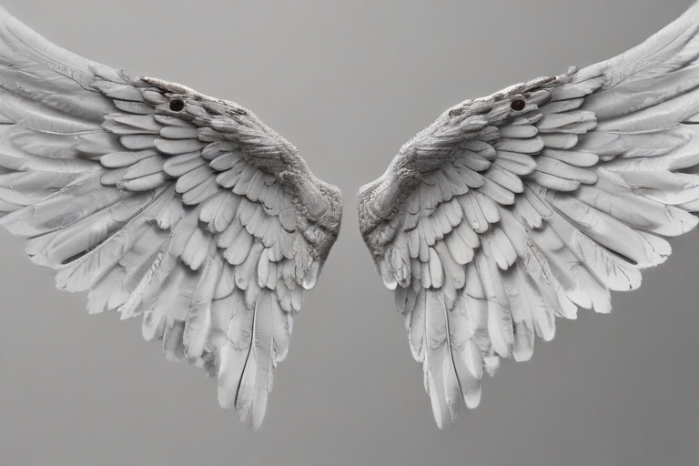 Majestic and Ethereal White Wings Displaying Intricate Feather Patterns ...