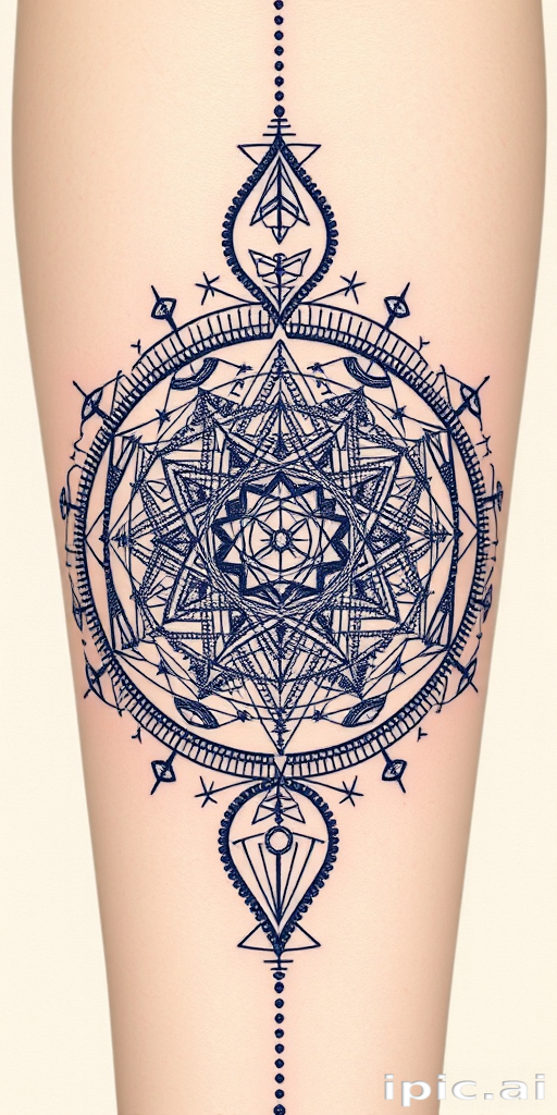 Intricate Geometric Tattoo Design Featuring a Central Mandala and ...