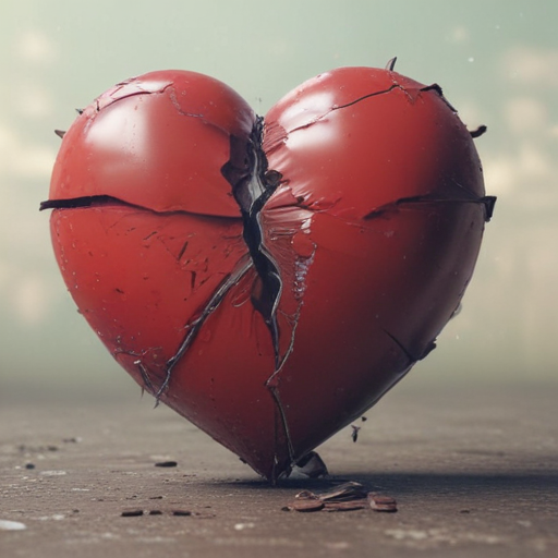 Fragmented Love: A Heart Symbolizing Pain and Emotional Heartbreak