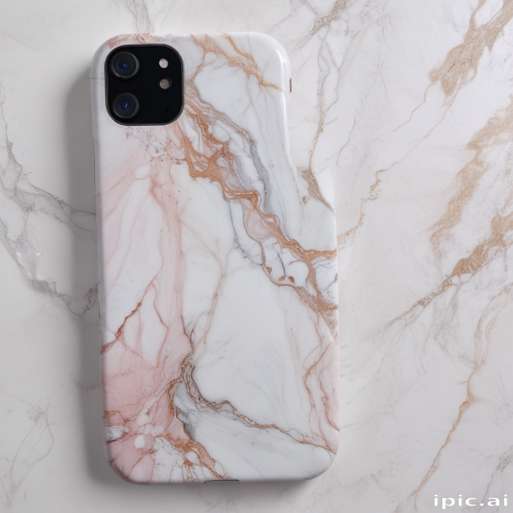 Elegant Marble Phone Case Design Featuring Soft Pink and White Swirls