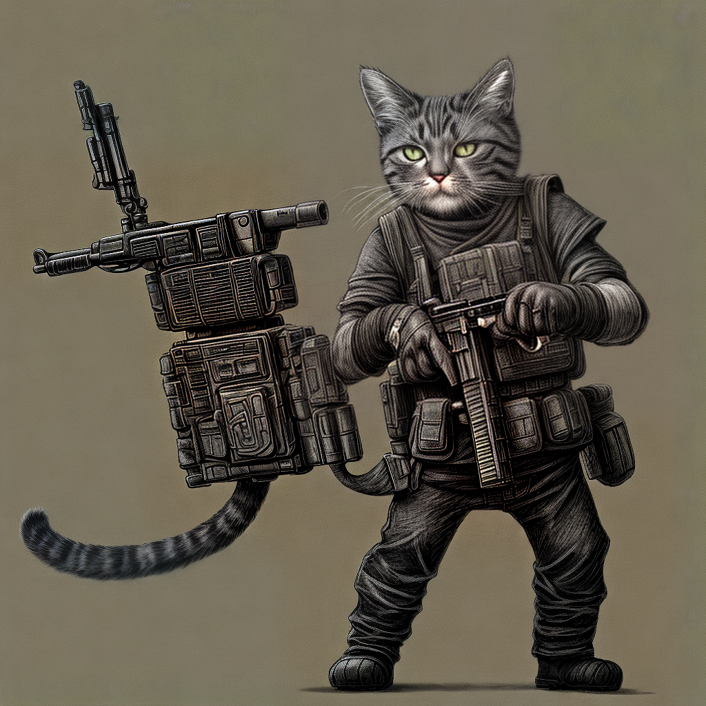 Cat character, with gun