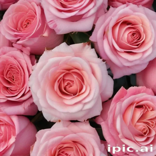 Beautiful Arrangement of Soft Pink Roses in a Lush Floral Display