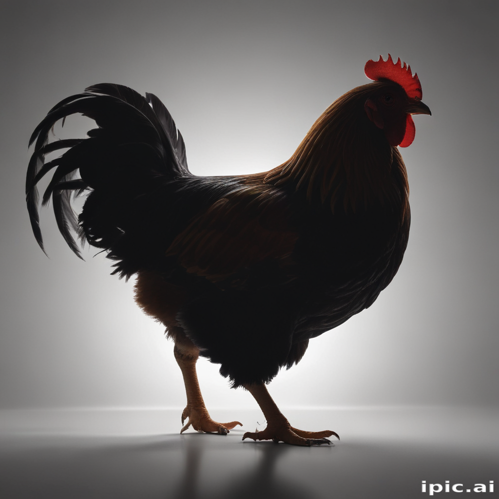Silhouette of a Majestic Rooster Against a Softly Lit Background