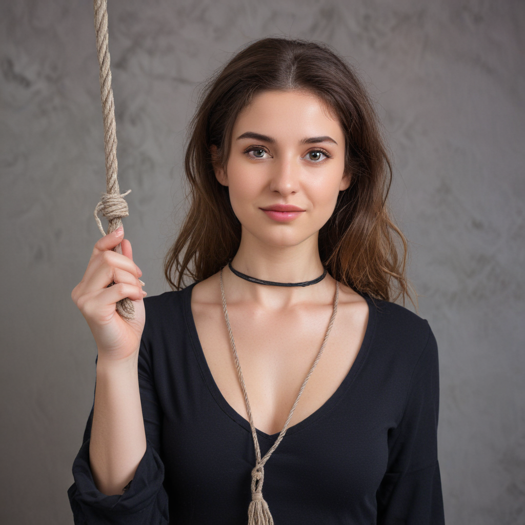 a beautiful woman holding a noose