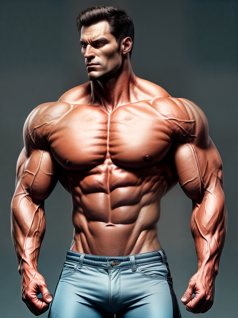 Realistic image of a super muscular body