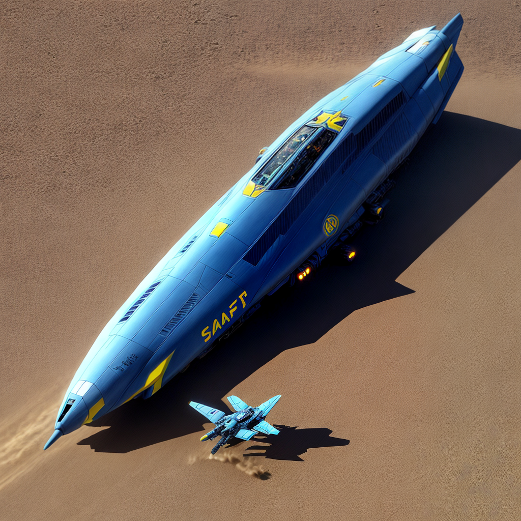 StarCraft flying vehicle Banshee landing on a moon