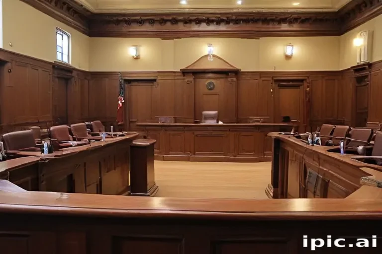 Interior View of a Traditional Courtroom with Wooden Accents and Seating