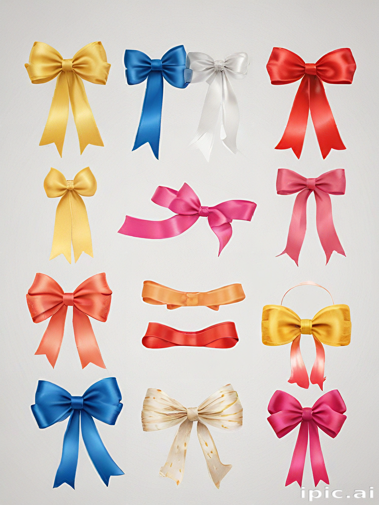 Collection of Colorful Decorative Bows in Various Styles and Sizes