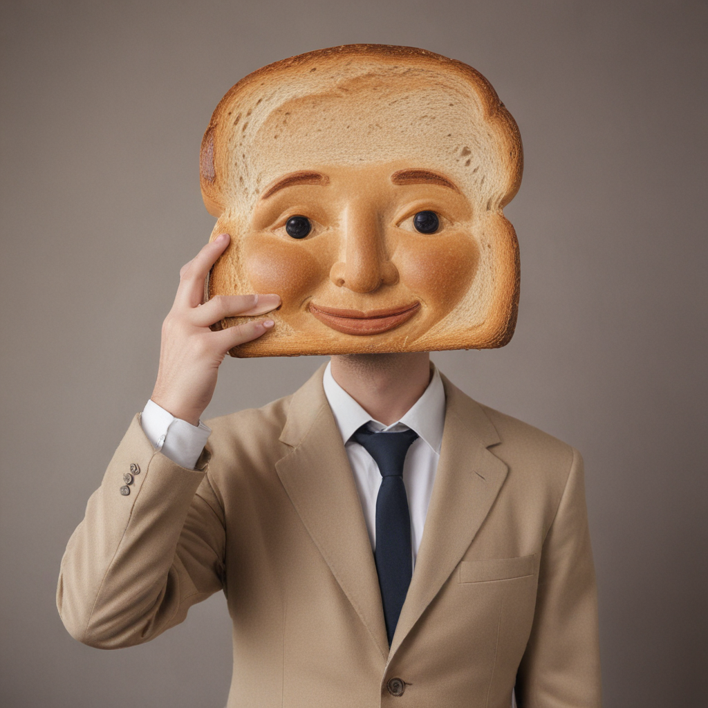 man made of bread saluting