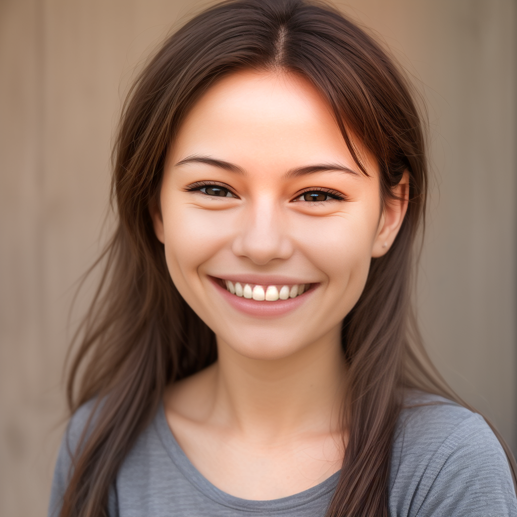 A Bright and Cheerful Young Woman Smiling Radiantly in Natural Light.