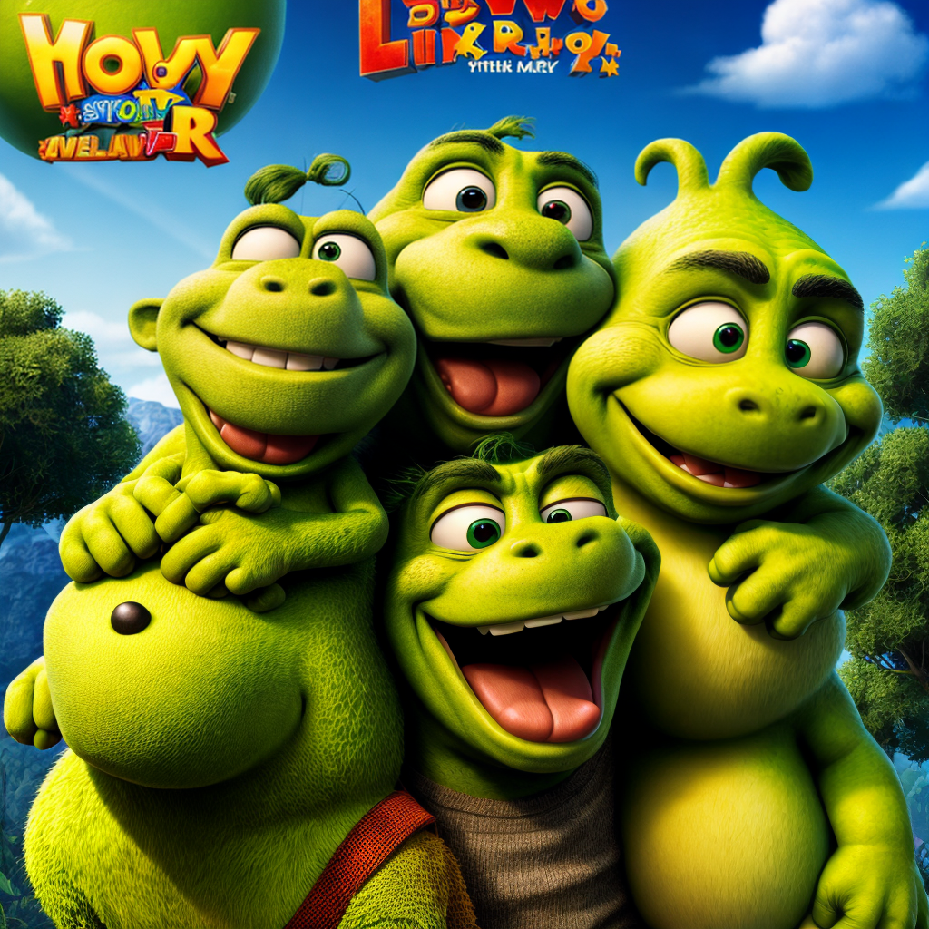 yoshi and shrek disney pixar movie poster