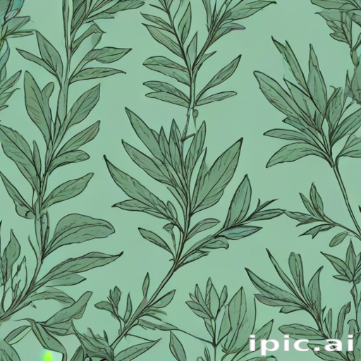 Delicate Green Botanical Pattern Featuring Various Leafy Plants on a ...