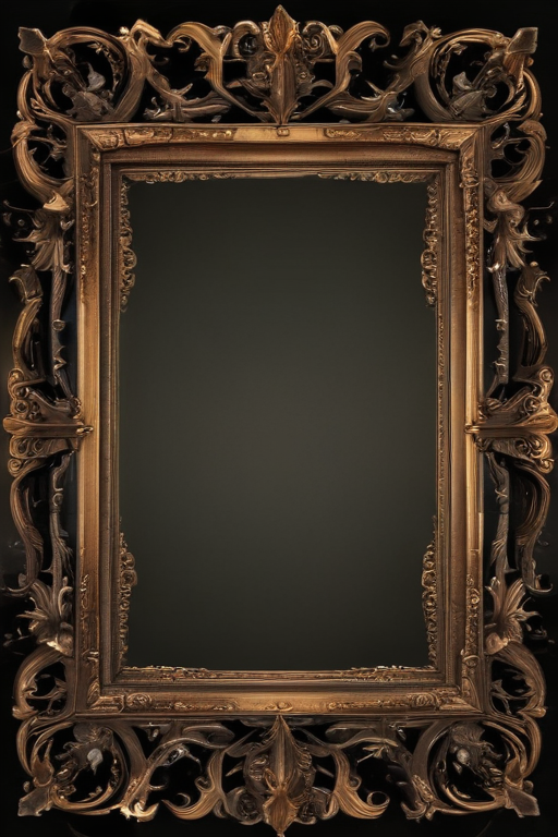 Elegant Ornate Mirror Frame with Intricate Details and Rich Texture