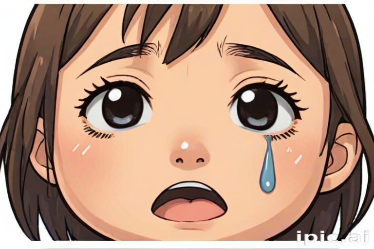 A Heartfelt Illustration of a Young Girl Shedding Tears of Emotion.
