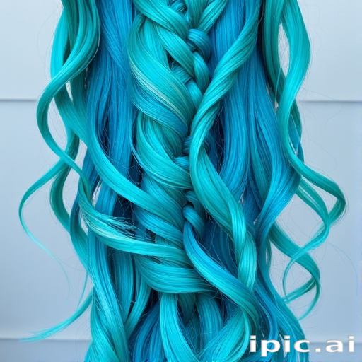 Vibrant Turquoise Hair with Intricate Braids and Cascading Waves