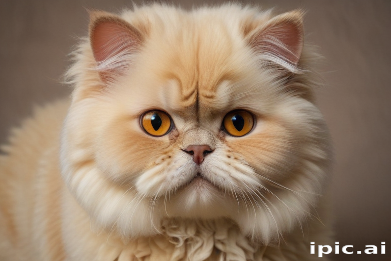 Adorable Persian Cat with Fluffy Fur and Striking Golden Eyes.