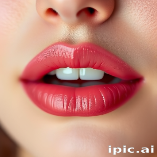 Close-Up of a Beautifully Styled Lips with Vibrant Pink Lipstick