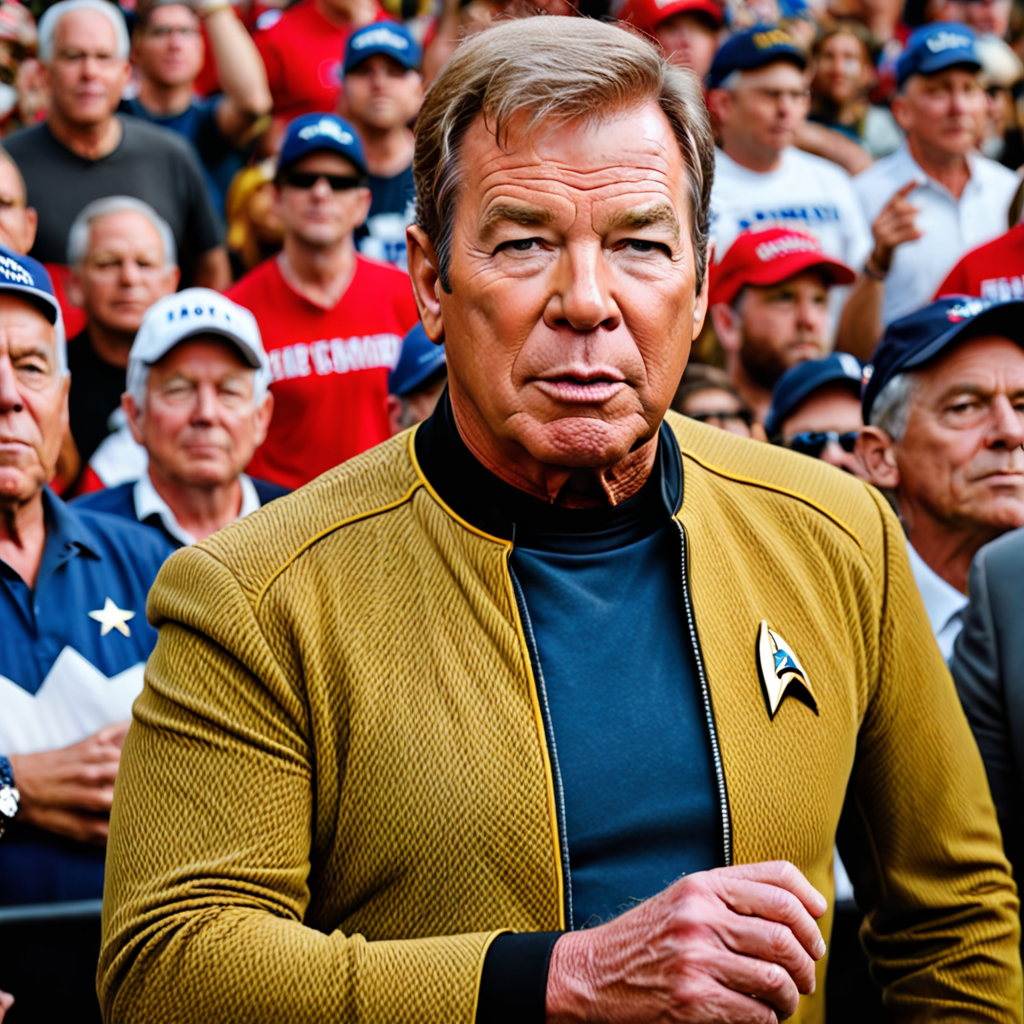 a picture of captain kirk at a trump rally