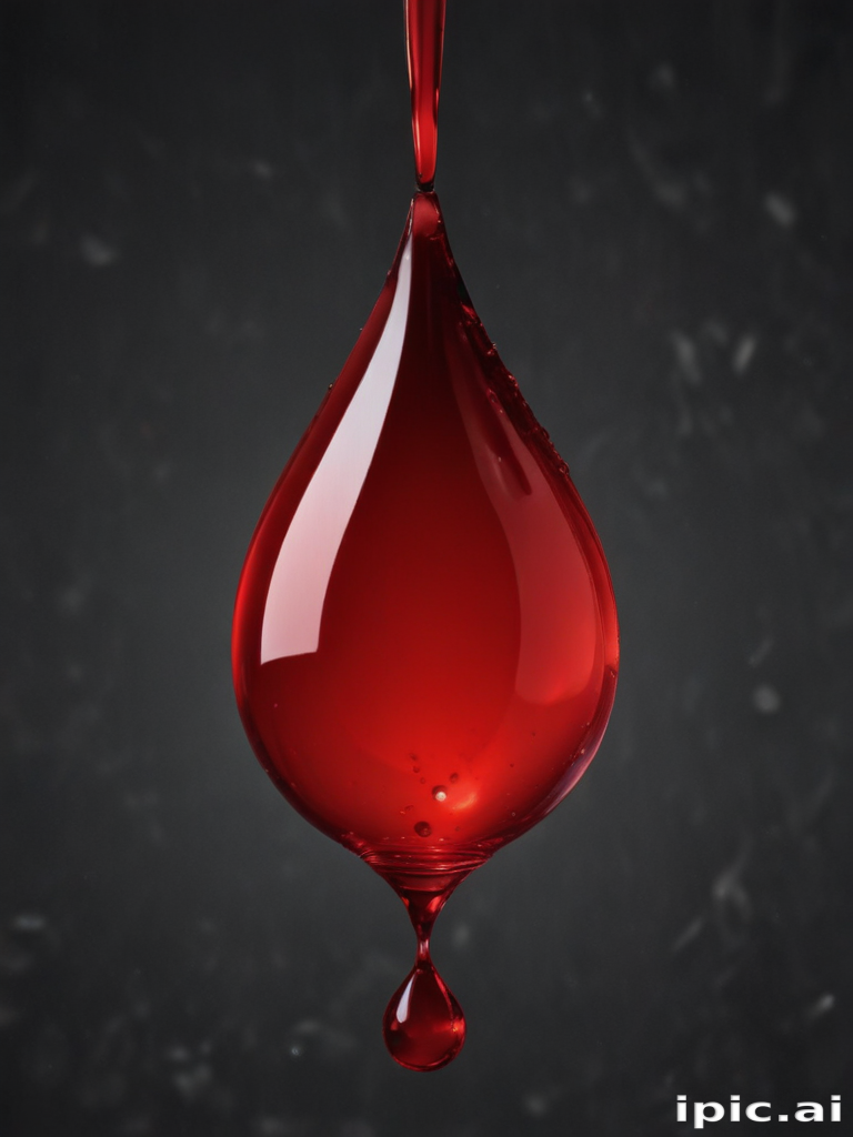 Striking Close-Up of a Glorious Red Liquid Droplet Suspended in Air