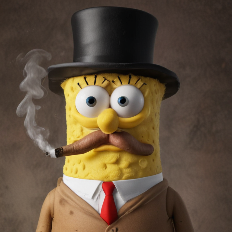 spongebob smokes a cigar
