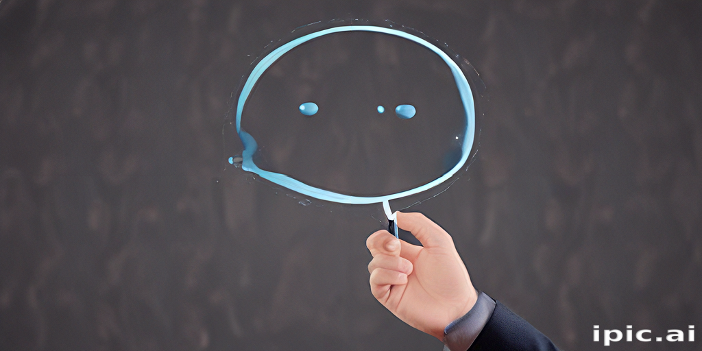 Hand Holding a Blue Bubble Wand Creating a Thoughtful Bubble Shape