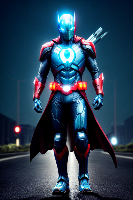 masked rider, superhero, blue basic color, shark hero motif, arrow ...