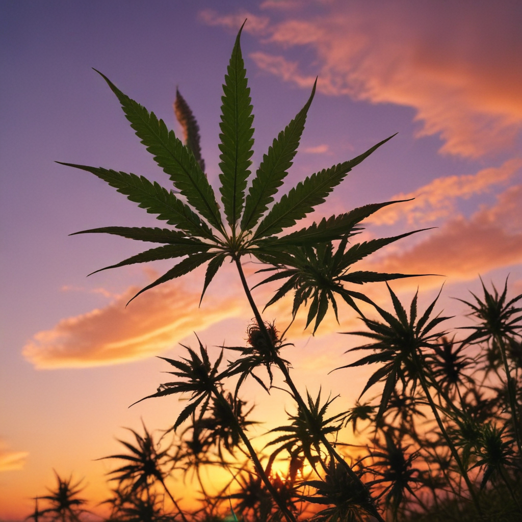 cannabis, sunset, colourful