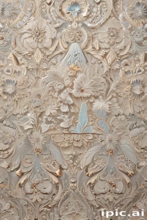 Intricate Floral Design with Delicate Patterns and Soft Color Palette.