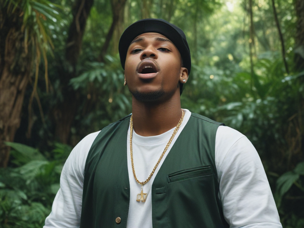 Hip-Hop cover, someone singing in the jungle from the back