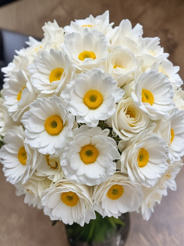 white roses and camomile