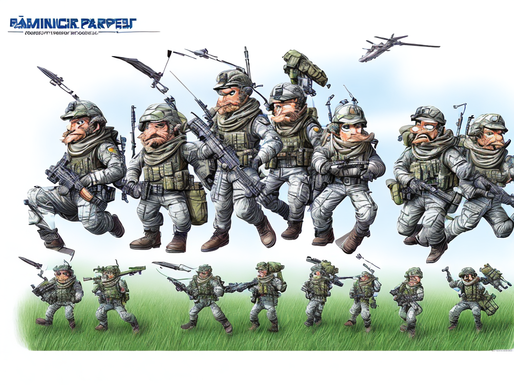 cartoon paratrooper character sprite sheet