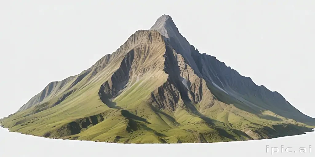 Majestic Mountain Peak Surrounded by Lush Green Hills and Valleys.