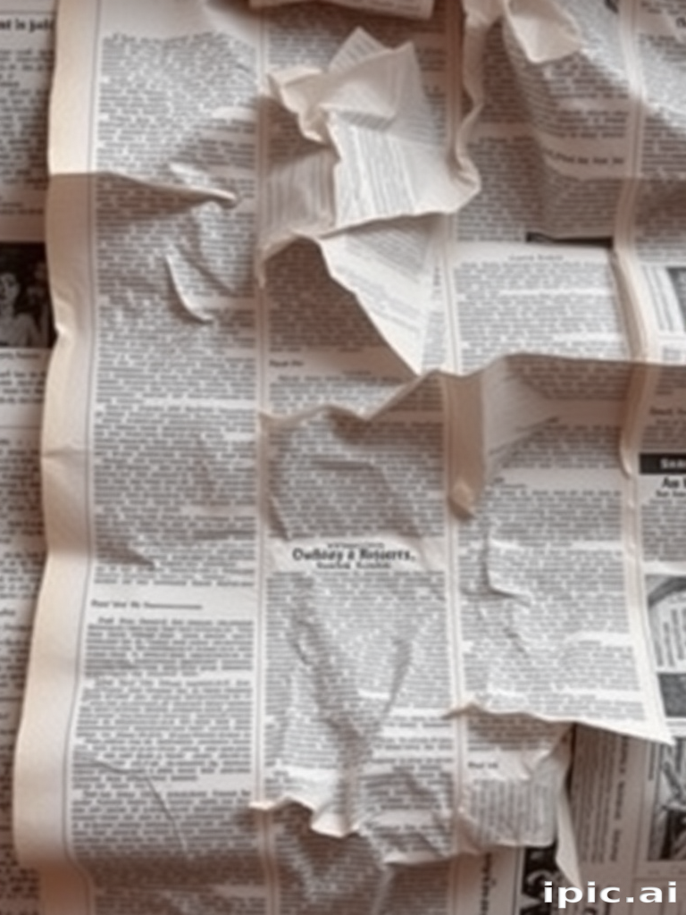 Crumpled Newspaper Pages Displaying Text and Articles from Various ...