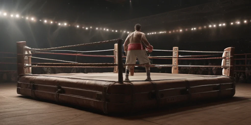 An Intense Moment in the Boxing Ring During a High-Stakes Match
