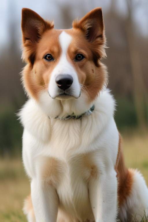 A Beautiful Dog Sitting Gracefully in a Serene Outdoor Setting.