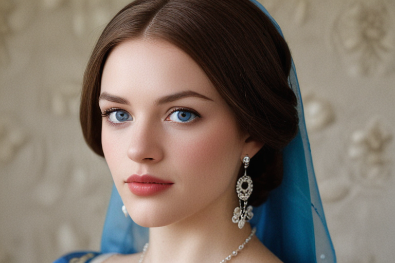 Tudor era princess, brown hair, blue eyes, soft features, full lips