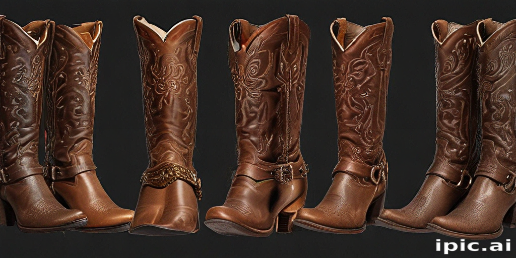 Collection of Stylish Brown Cowboy Boots with Intricate Designs and Details