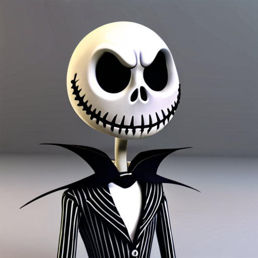 Jack Skellington skull with a beard and a nose 3d character