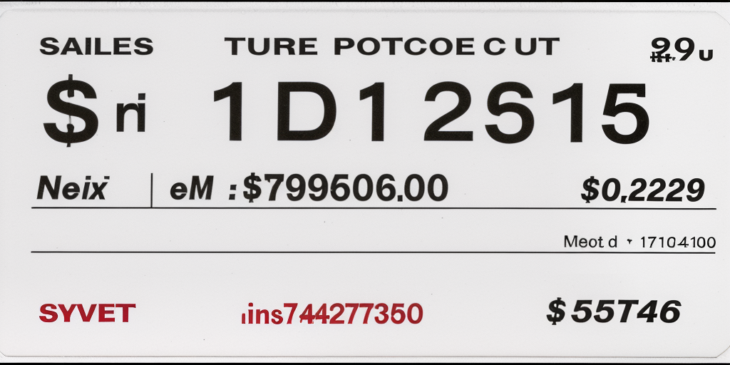 Price Tag Featuring Item Information and Unique Identification Number ...