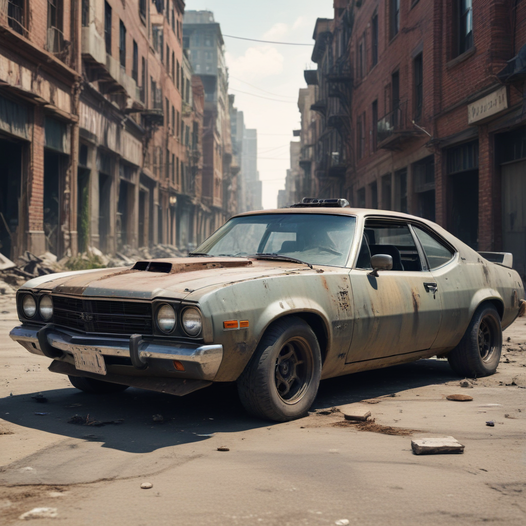 Post apocalyptic wallpapers with damaged cars