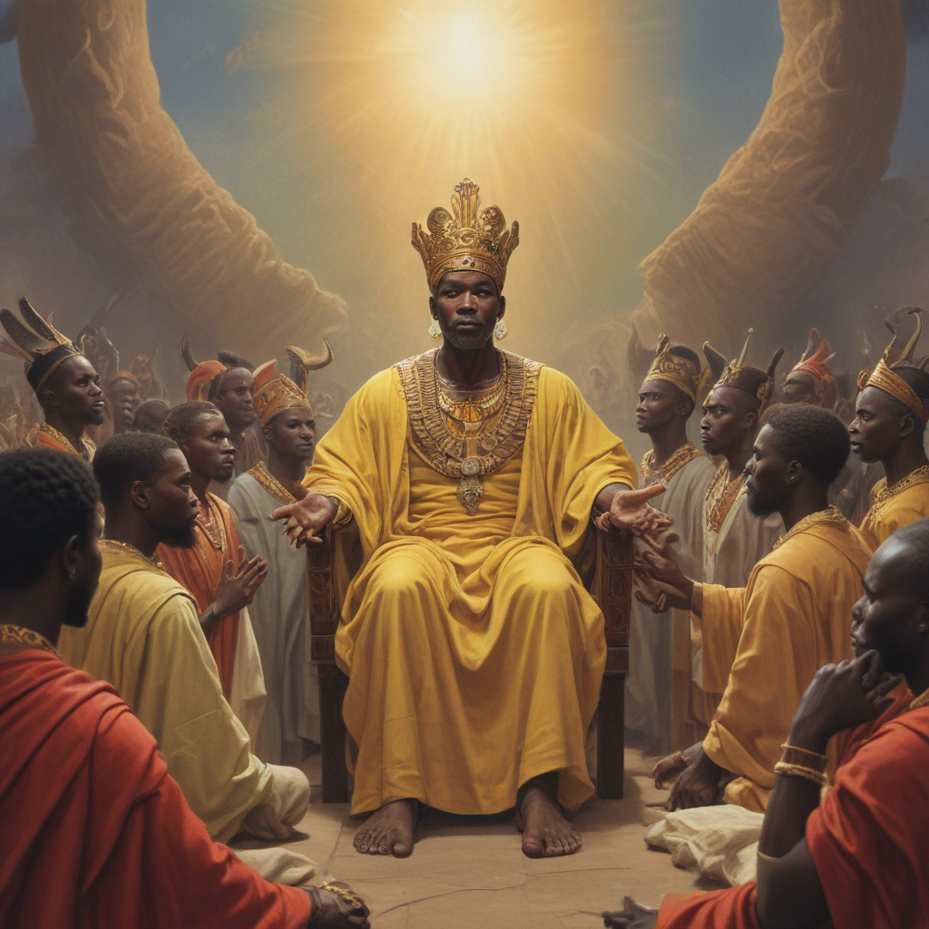 african god talking to a council of gods