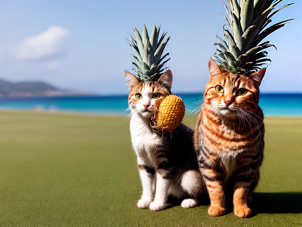 Cat with a pineapple on head