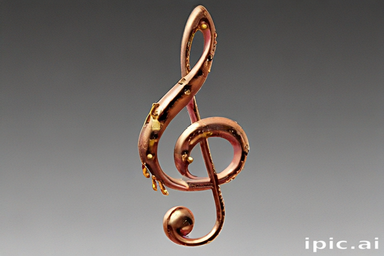 Elegant Copper Treble Clef Pendant with Intricate Design and Glossy Finish